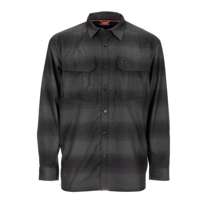 Simms Coldweather Shirt, black slate plaid