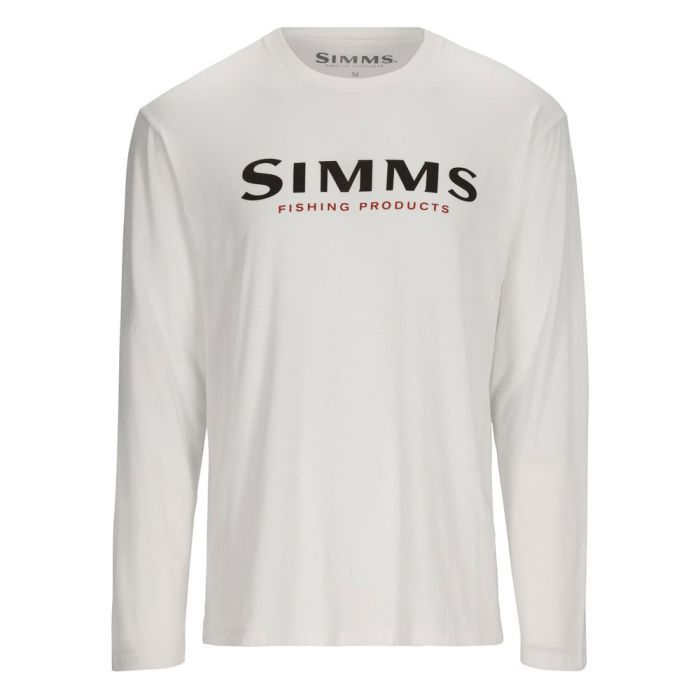 Simms Logo LS Shirt, white, Fly Fishing