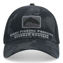 Simms Trout Icon Trucker Cap, regiment camo carbon, Fly Fishing