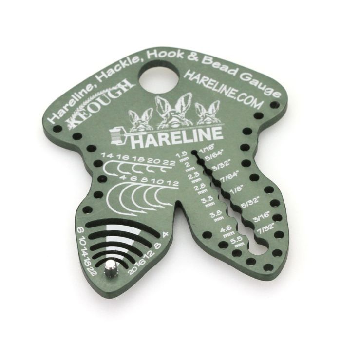 Hareline Hackle, Hook and Bead Gauge, anodized olive, Fly Tying