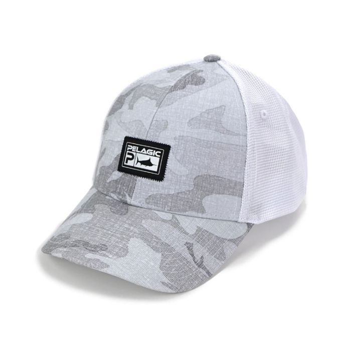 Pelagic The Slide Offshore Hat Cap, Fish Camo White, Fly Fishing