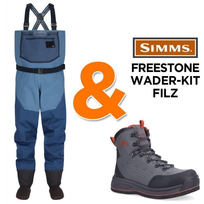 Simms Freestone Wader Midnight, Wading Kit (Waders + Wading Boots), Fly ...