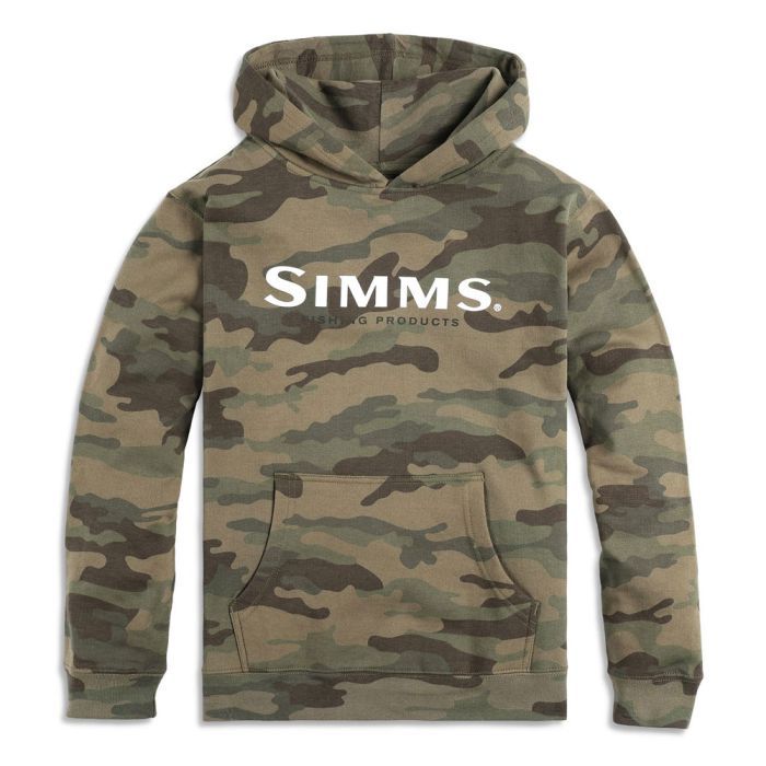 Simms Kids Simms Logo Hoody, woodland camo, Fly Fishing